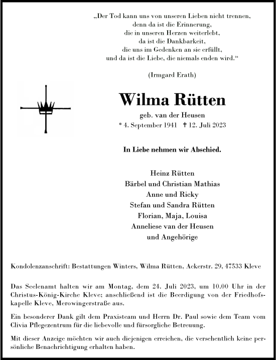 Traueranzeigen | Niederrhein Nachrichten Trauerportal
